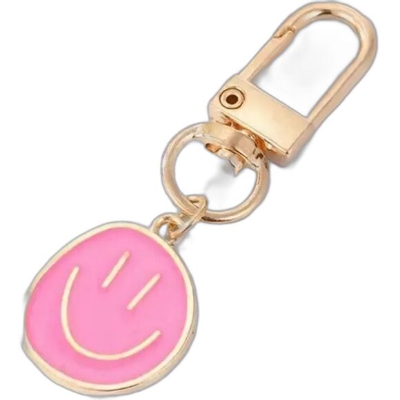 Source Unknown | Accessories | Bag Charm Smiley Face Pink Key Chain ...